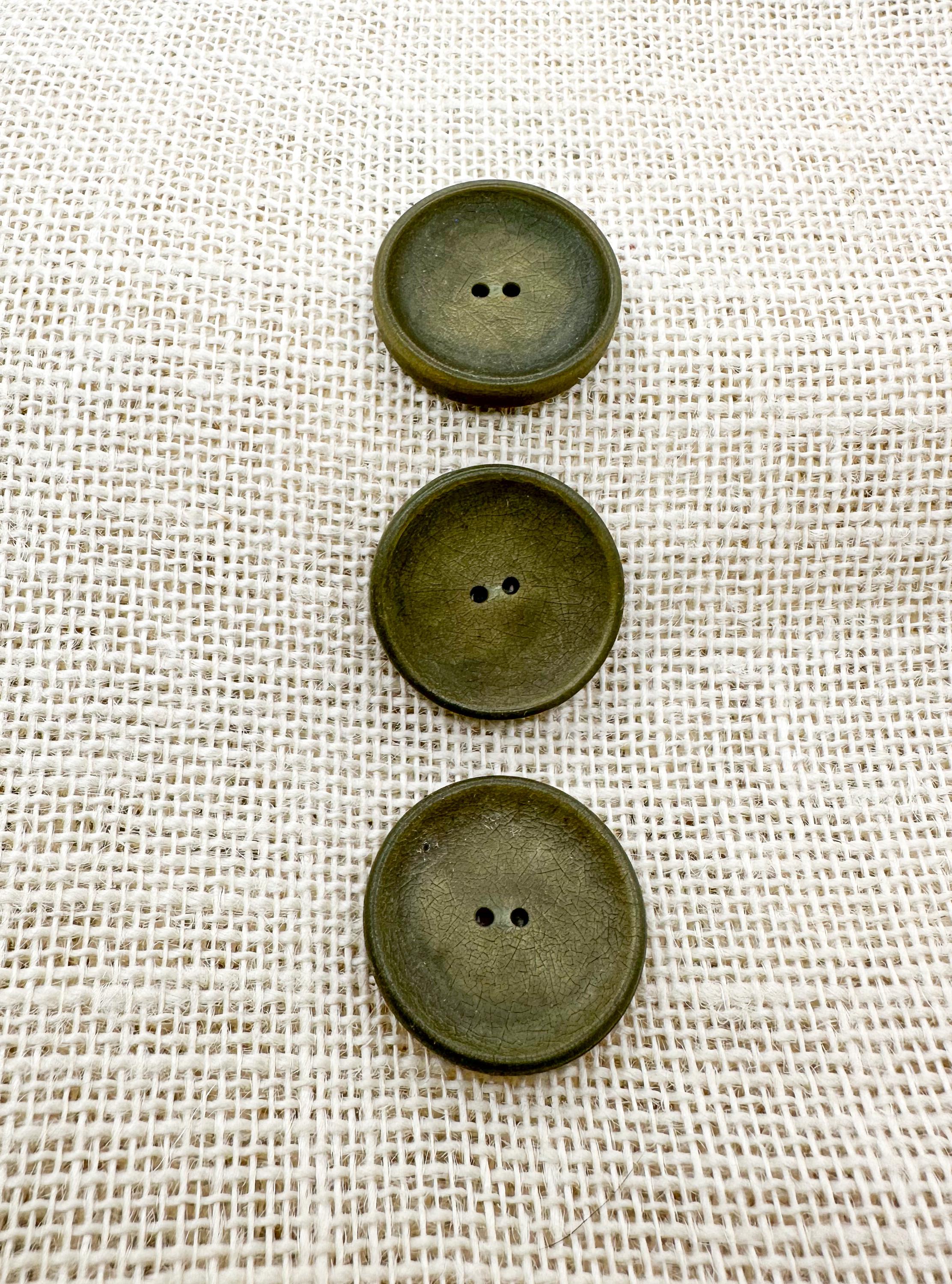 Set of 3 Vintage Brown Buttons, Large 1950's Buttons, Old Coat Buttons ...