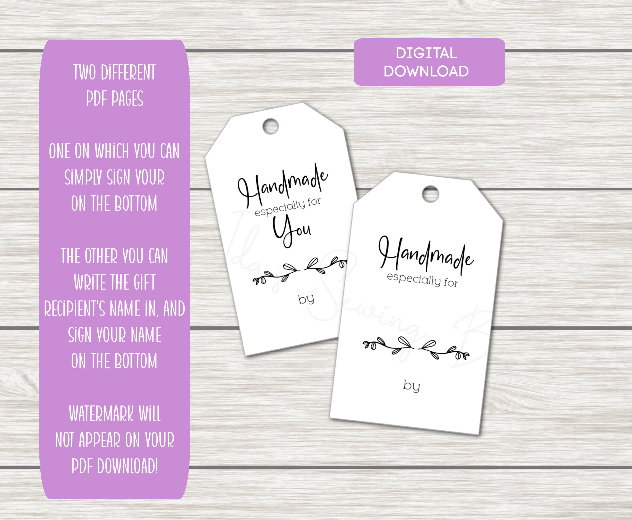 Handmade for You Gift Tag, Gift Tag for Crafts, Printable Tags for ...