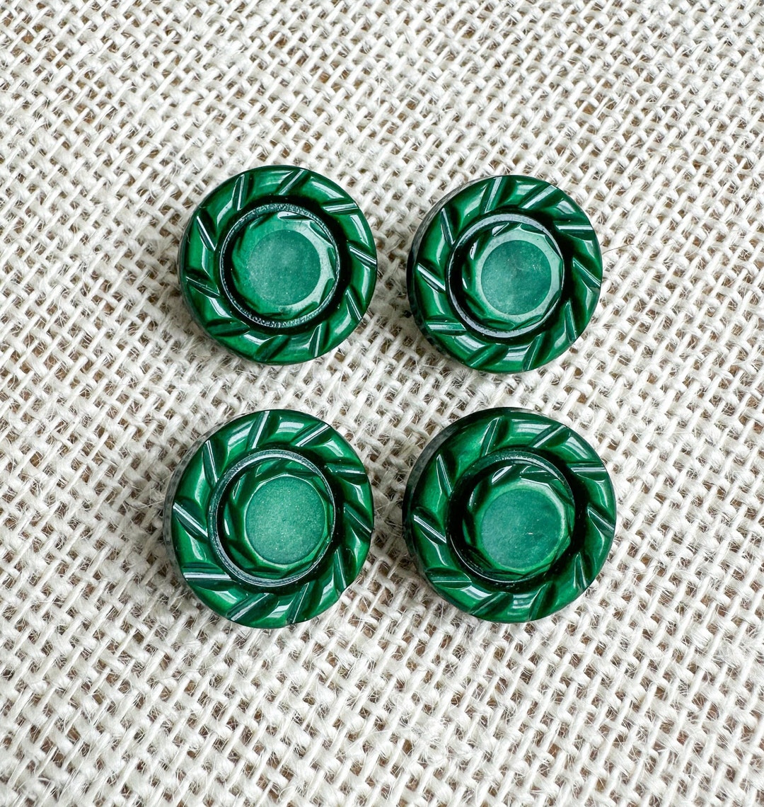 Vintage Casein Marbled Green Shank Buttons, 4 Emerald Green Coat ...