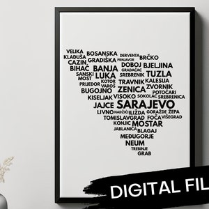 Poster Sarajevo Skyline Bosnia Bosna Wall Art Digital Download - Etsy