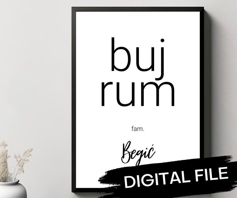 Bujrum Personalized Poster With Last Name Bosnia Bosnian Wall Art ...