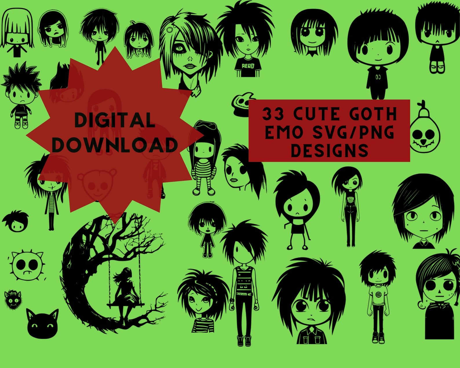 Goth SVG, Cute Goth Svg, Goth Girl Png, Cute Goth Girls Svg, Spooky ...