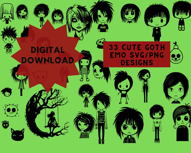 Goth SVG, Cute Goth Svg, Goth Girl Png, Cute Goth Girls Svg, Spooky ...