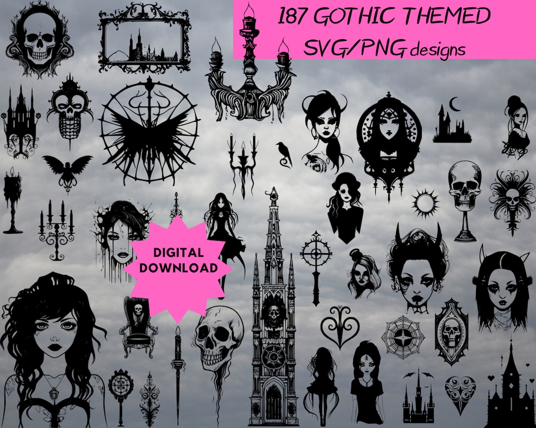 Goth SVG, Gothic Decals, Goth Svg ,skeleton Svg, Romantic Goth, Dark ...