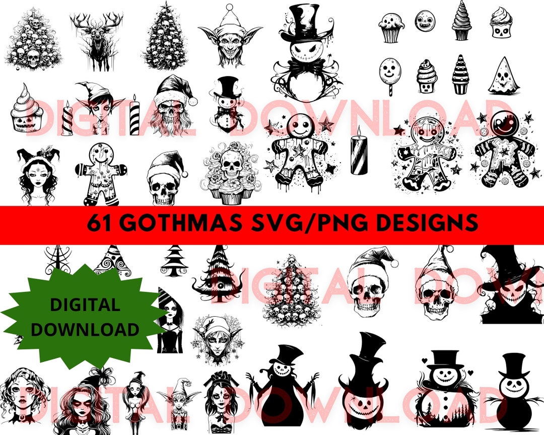 Merry Gothmas Svg, Decoration Svg, Gothic Christmas, Goth Christmas Svg ...