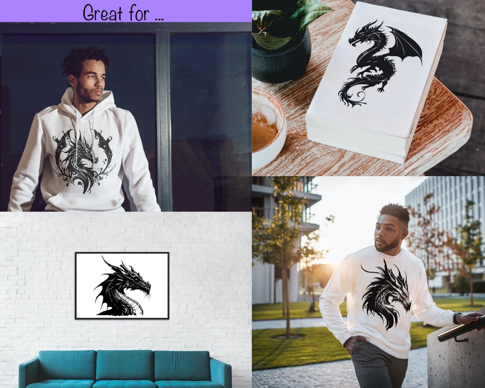 Dragon SVG, Tribal Dragon SVG, Dragon Tattoo Svg, Dragon Silhouette ...