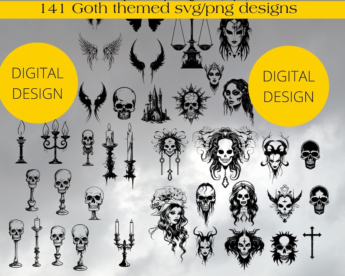 Goth SVG, Gothic Decals, Goth Svg ,skeleton Svg, Romantic Goth, Dark ...
