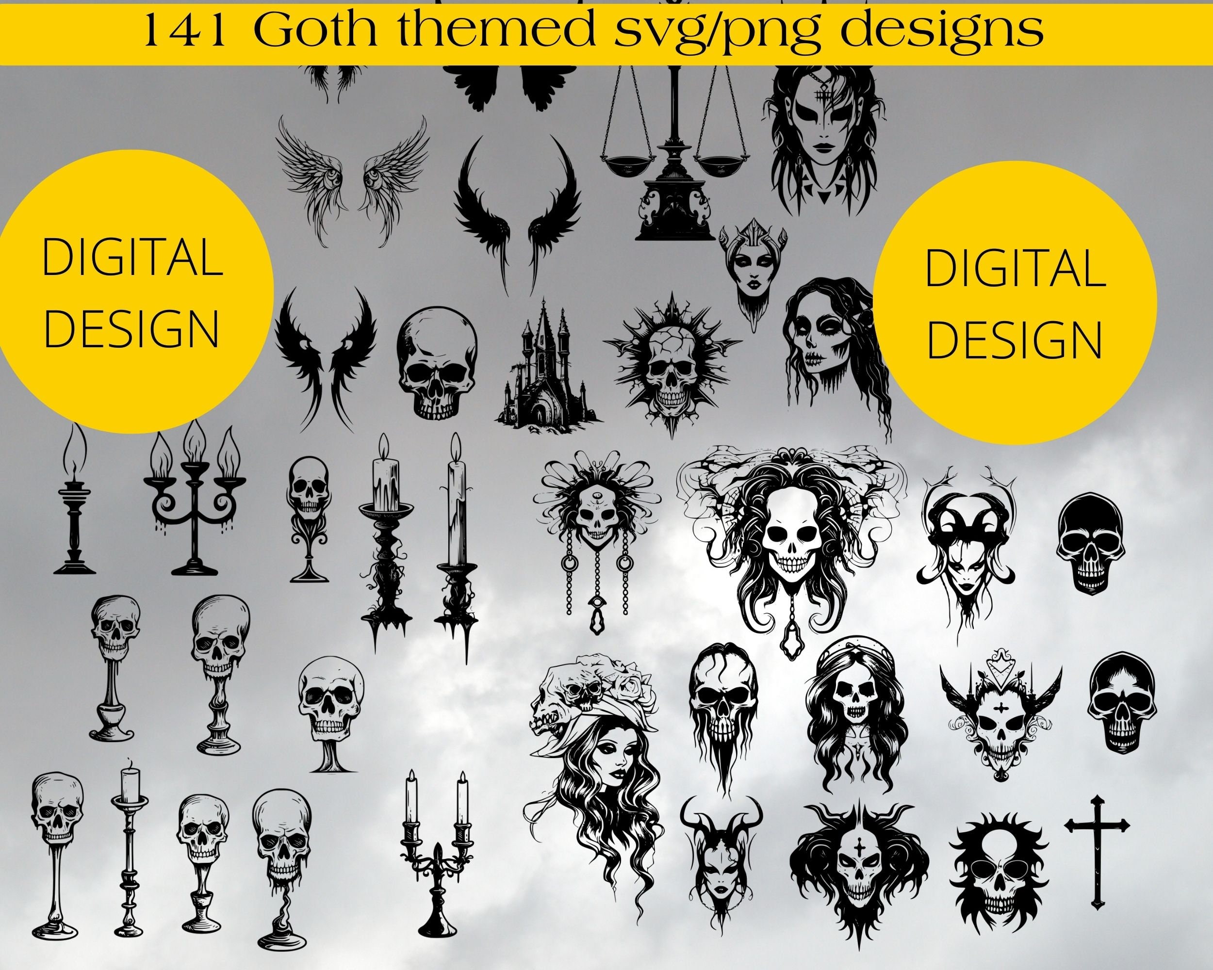 Goth SVG, Gothic Decals, Goth Svg ,skeleton Svg, Romantic Goth, Dark ...