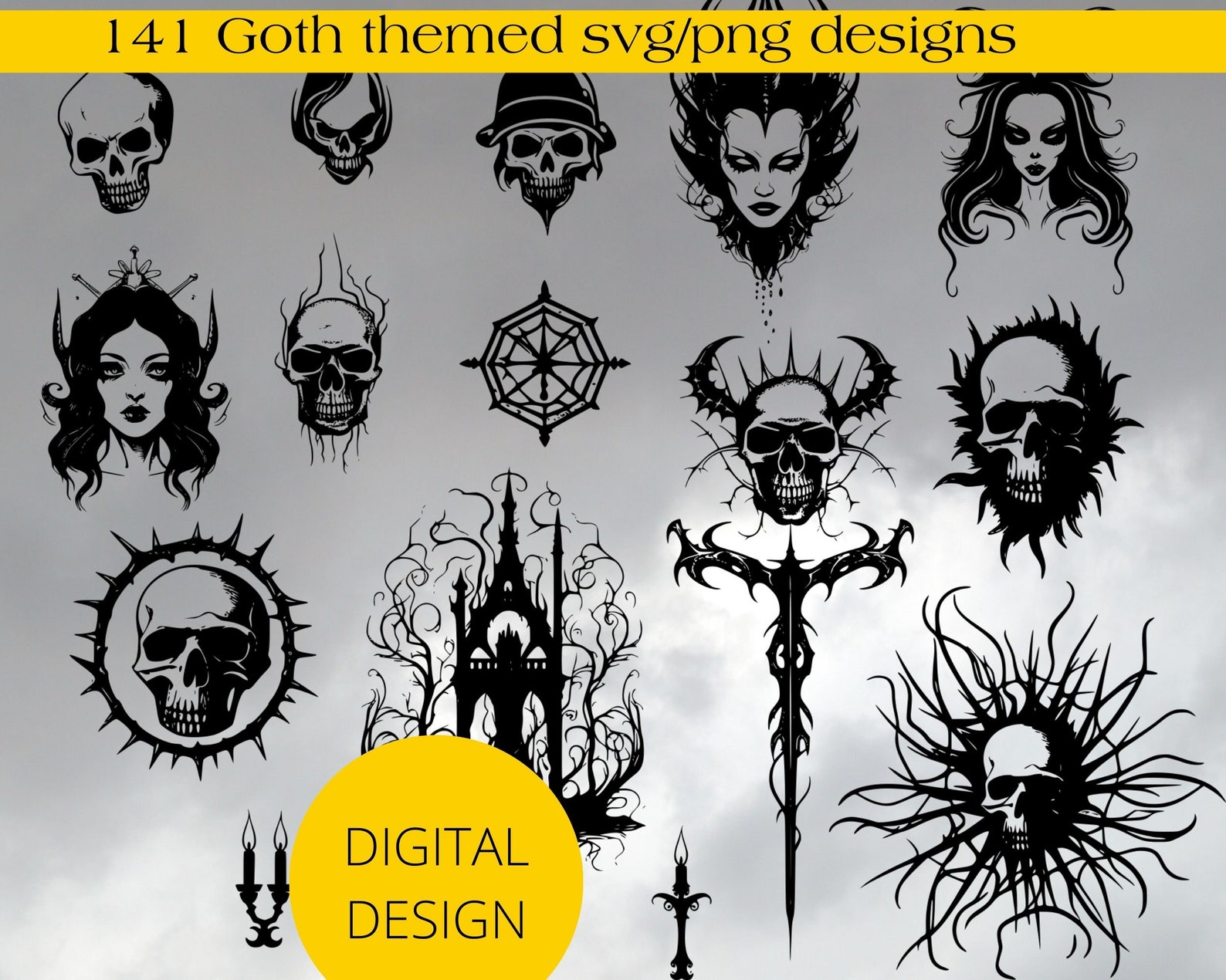 Goth SVG, Gothic Decals, Goth Svg ,skeleton Svg, Romantic Goth, Dark ...