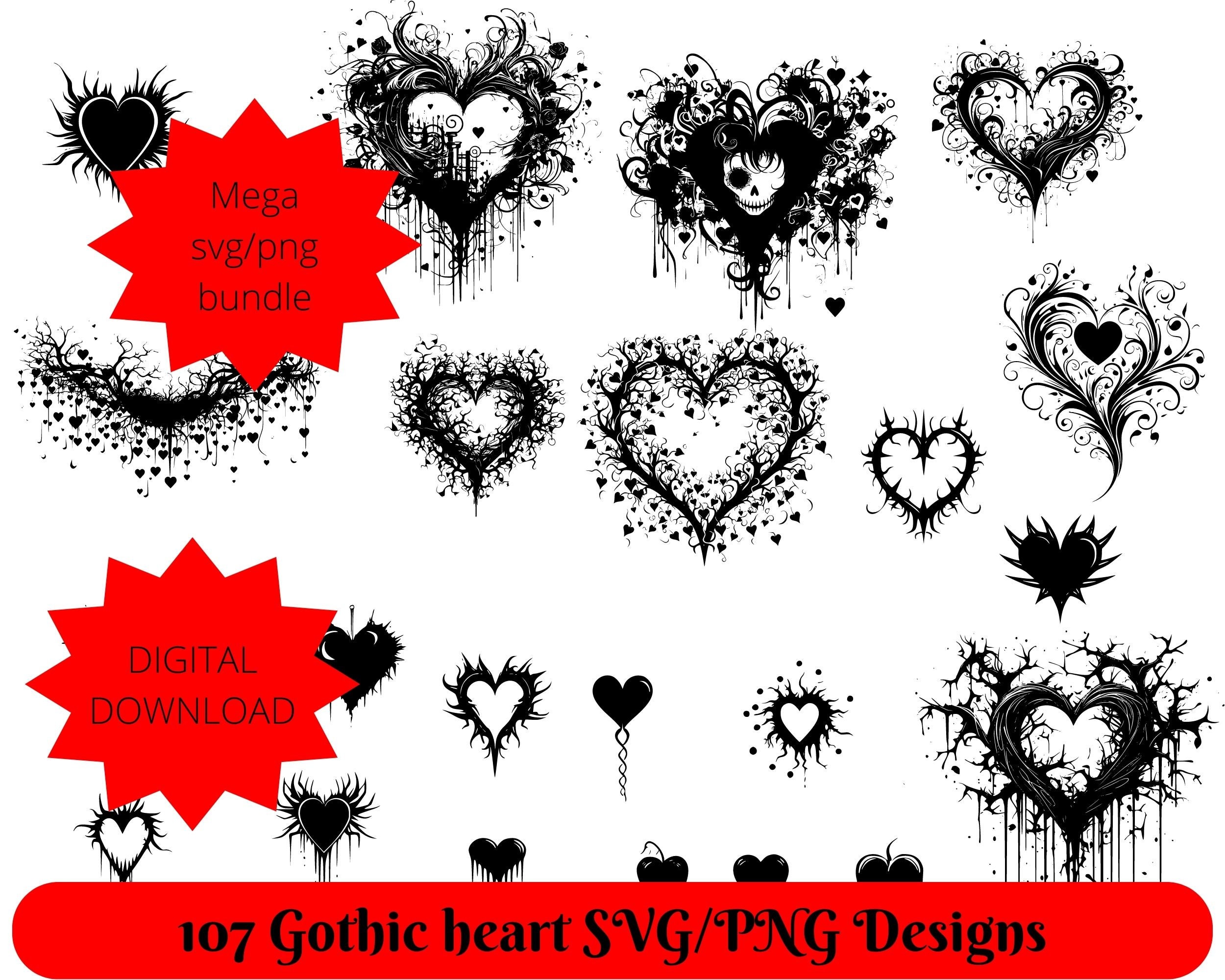 Heart Svg, Heart Png, Gothic Hearts, Goth Hearts, Love Svg, Angst Svg ...