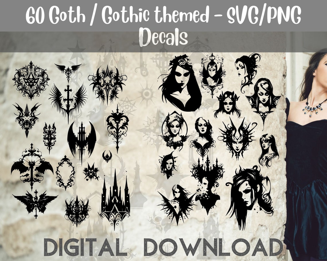 Goth SVG Decals, Goth,skeleton Svg, Romantic Goth, Dark Svg, Gothic ...