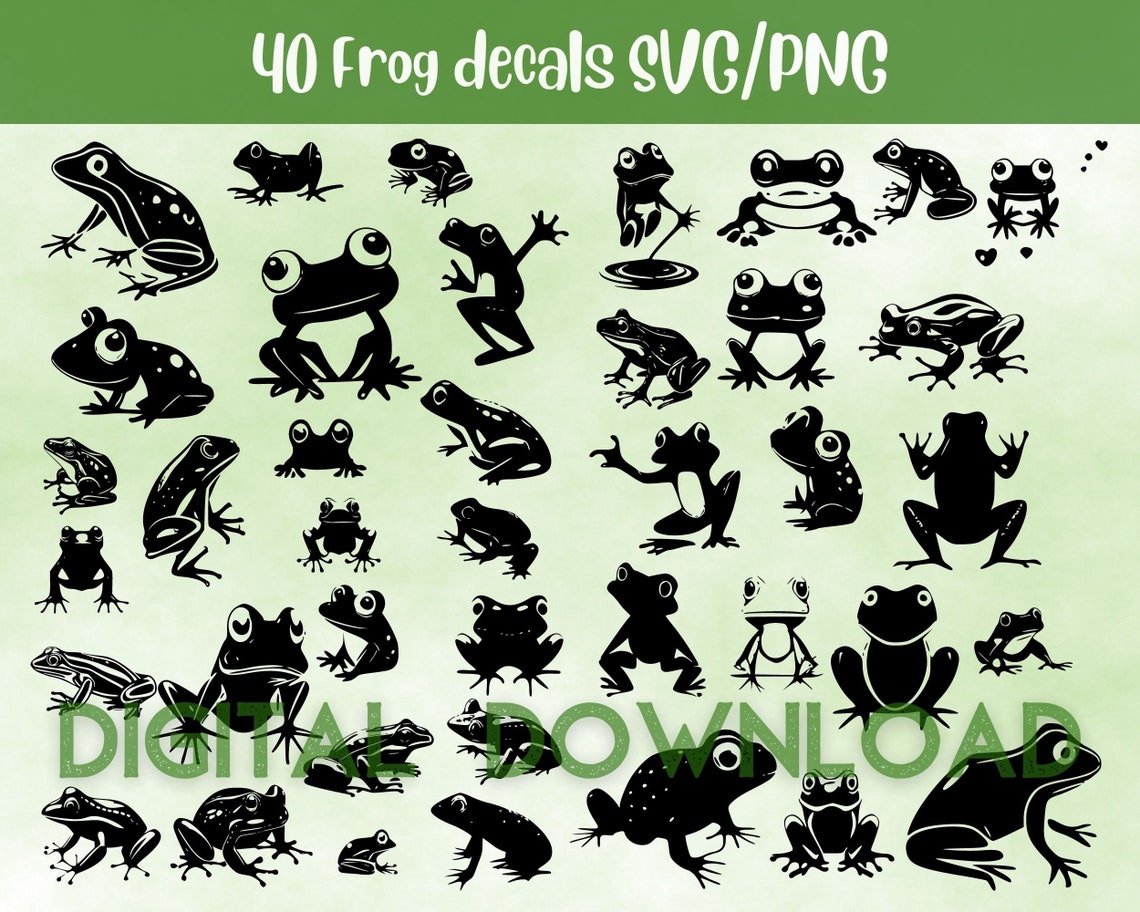 Frog Svg | Frog Clipart | Frog Silhouette | Frog Vector | Frog Monogram ...