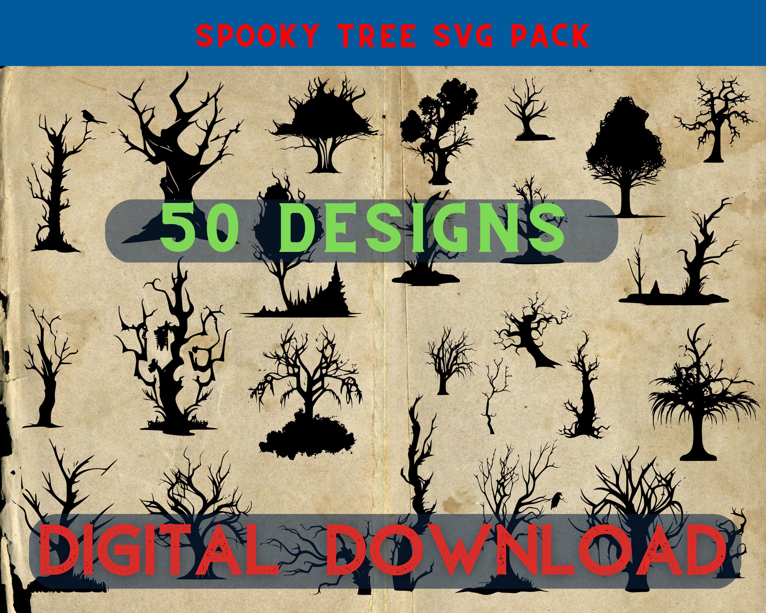 Spooky Tree Svg,halloween Tree Svg, Tree Silhouettes, Dead Tree ,scary ...