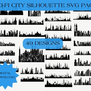 Sci-fi City Skyline SVG, Skylines Svg, City Skyline Svg, Sci-fi City ...