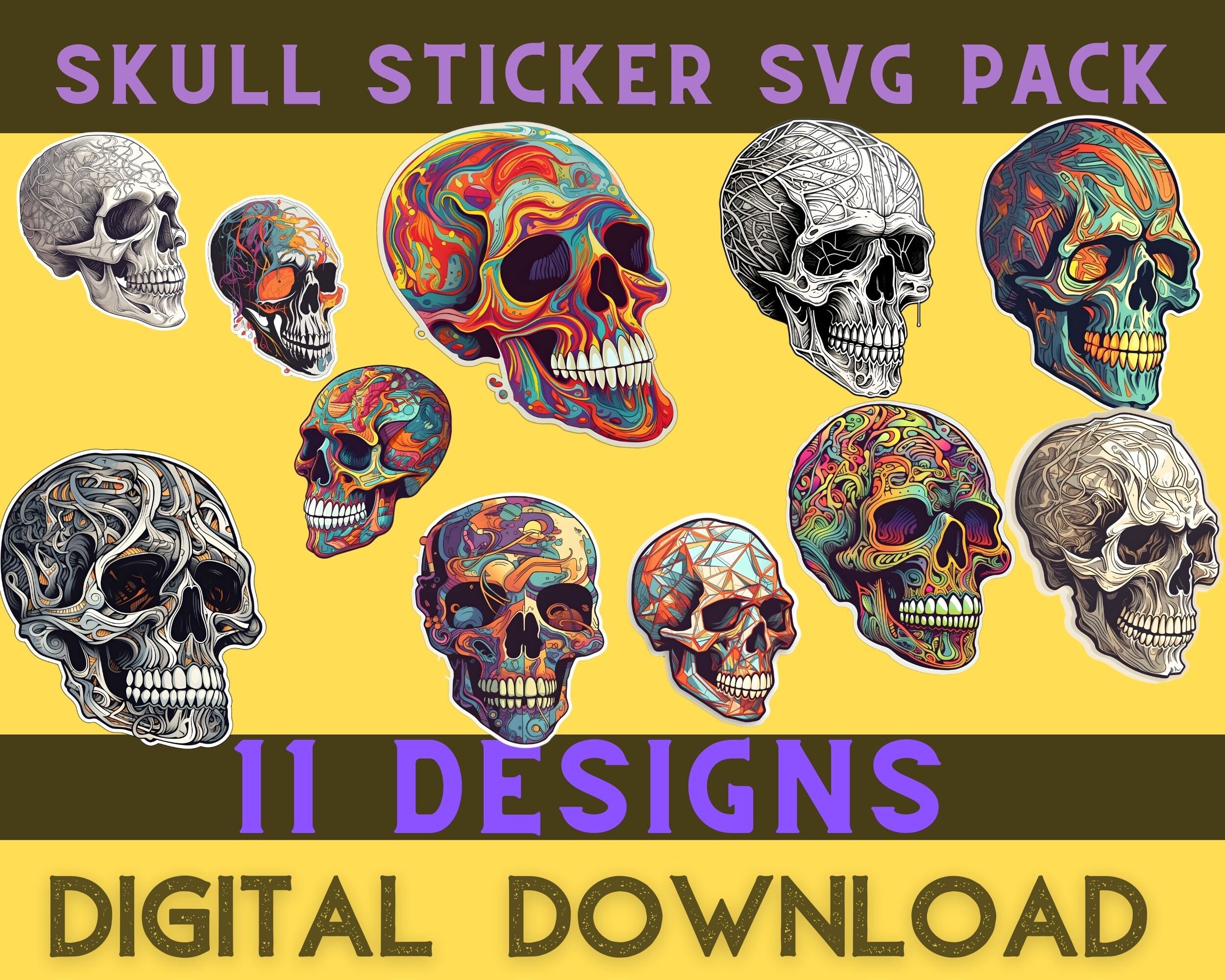 Skull SVG Cartoon Skull Svgskeleton Skull Stickers Planner - Etsy