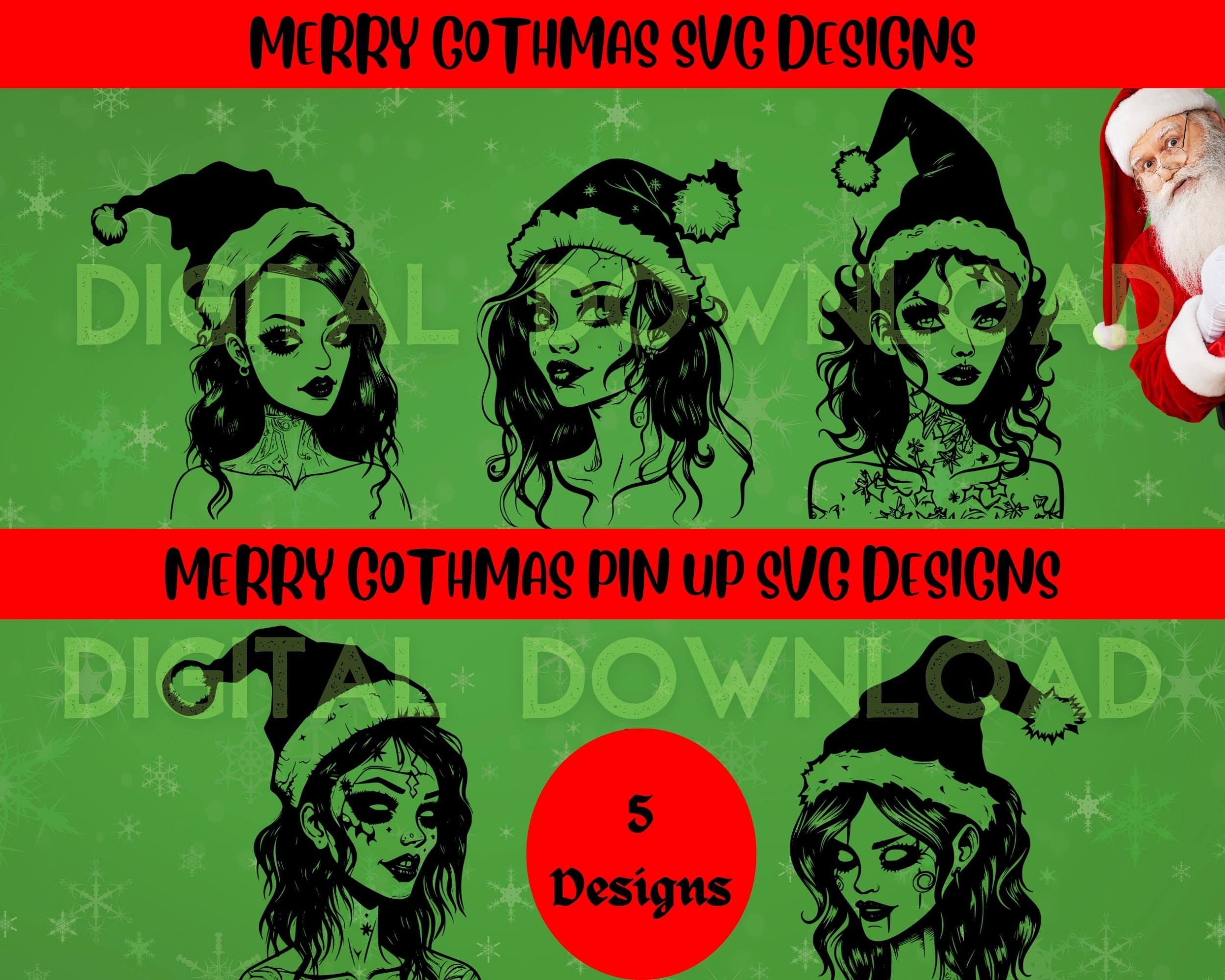 Merry Gothmas Svg, Gothic Pin up Girls, Gothic Christmas, Goth ...