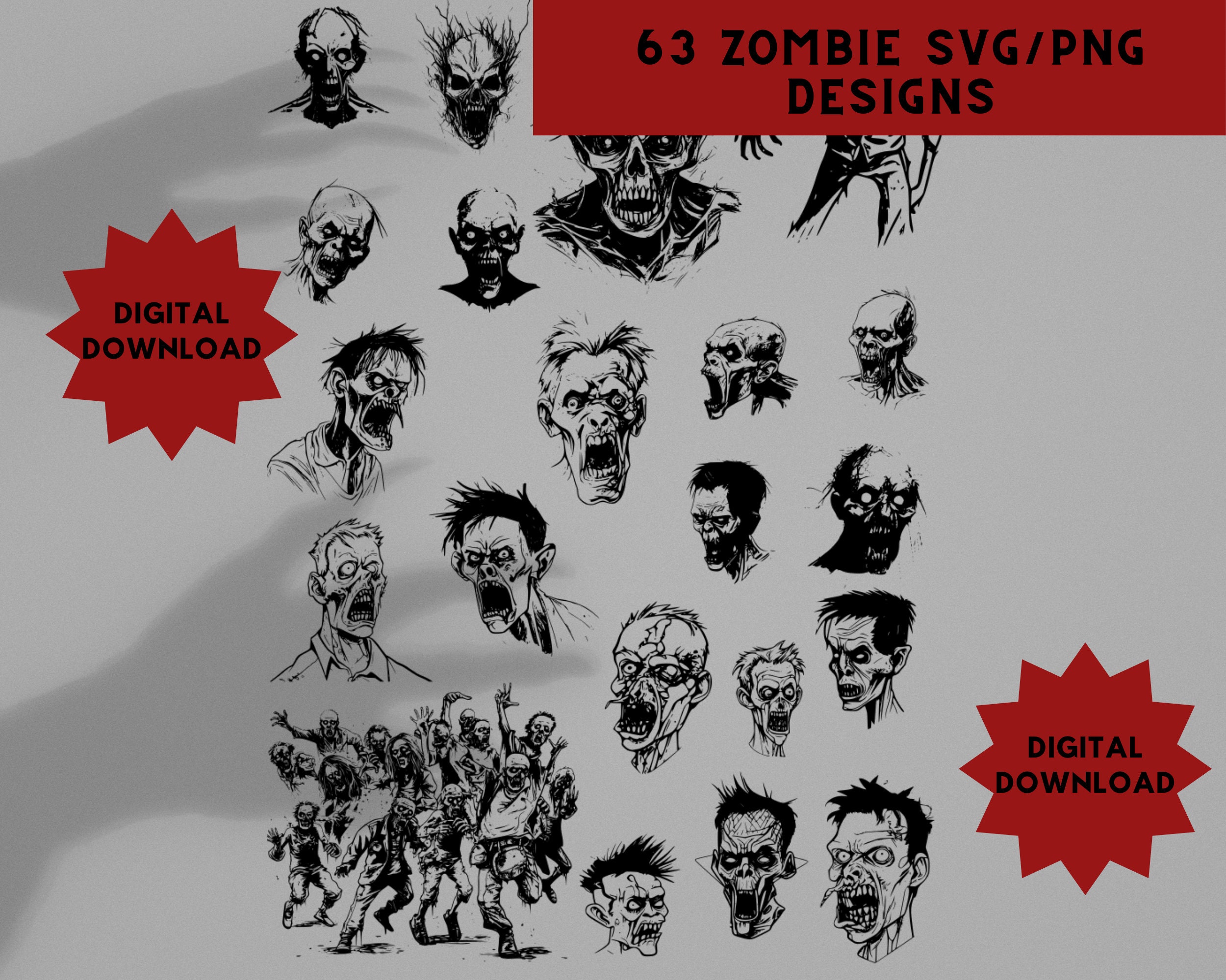 Zombie SVG, Zombie Bundle, Zombie Clipart,zombie Silhouette, Halloween ...