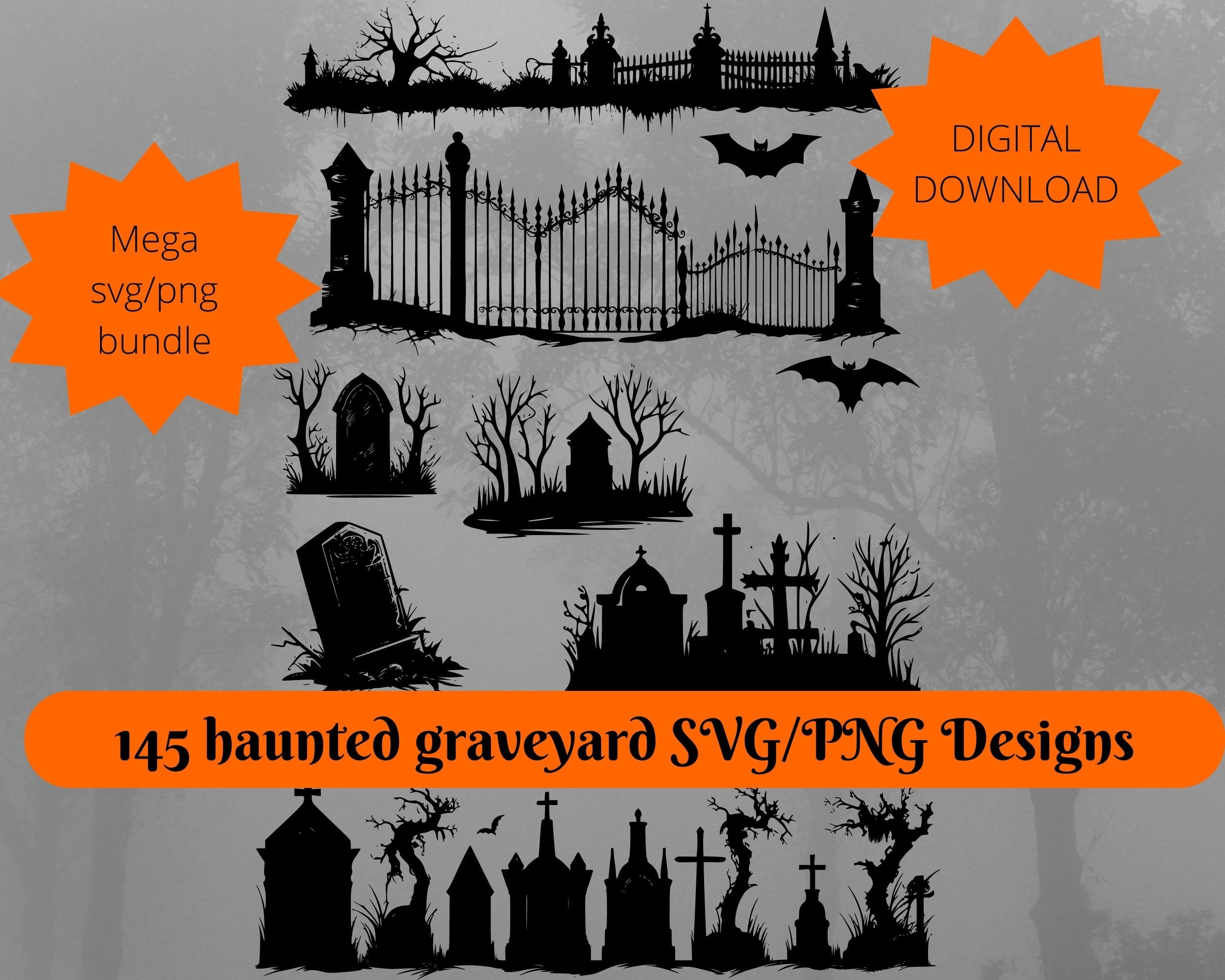 Haunted Graveyard SVG/PNG Bundle. Halloween Svg,haunted Tombstone ...