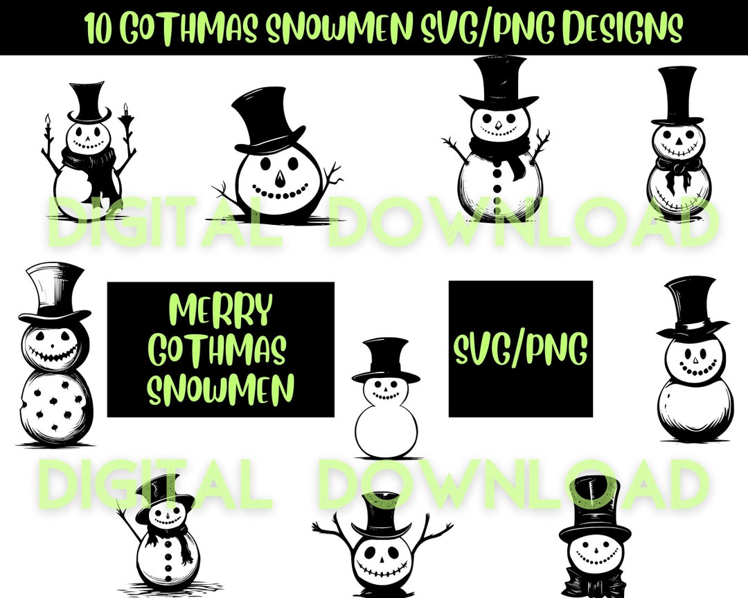 Gothmas Snowmen Decoration Svg, Gothic Snowman, Christmas Decoration ...
