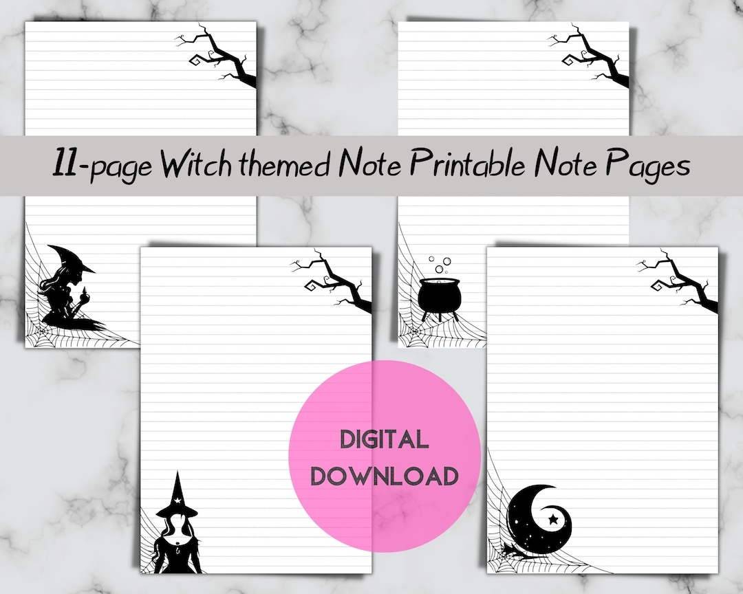 Witch Lined Note Pages for Journaling, Daily to Do Lists and Writing ...
