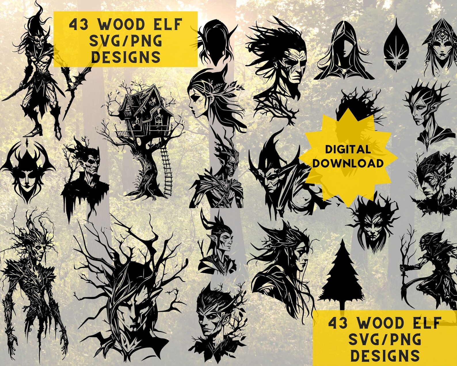 ELF SVG, Wood Elf, Dark Elf, Dark Wood Elf, Elven Warrior, Tree Elf ...