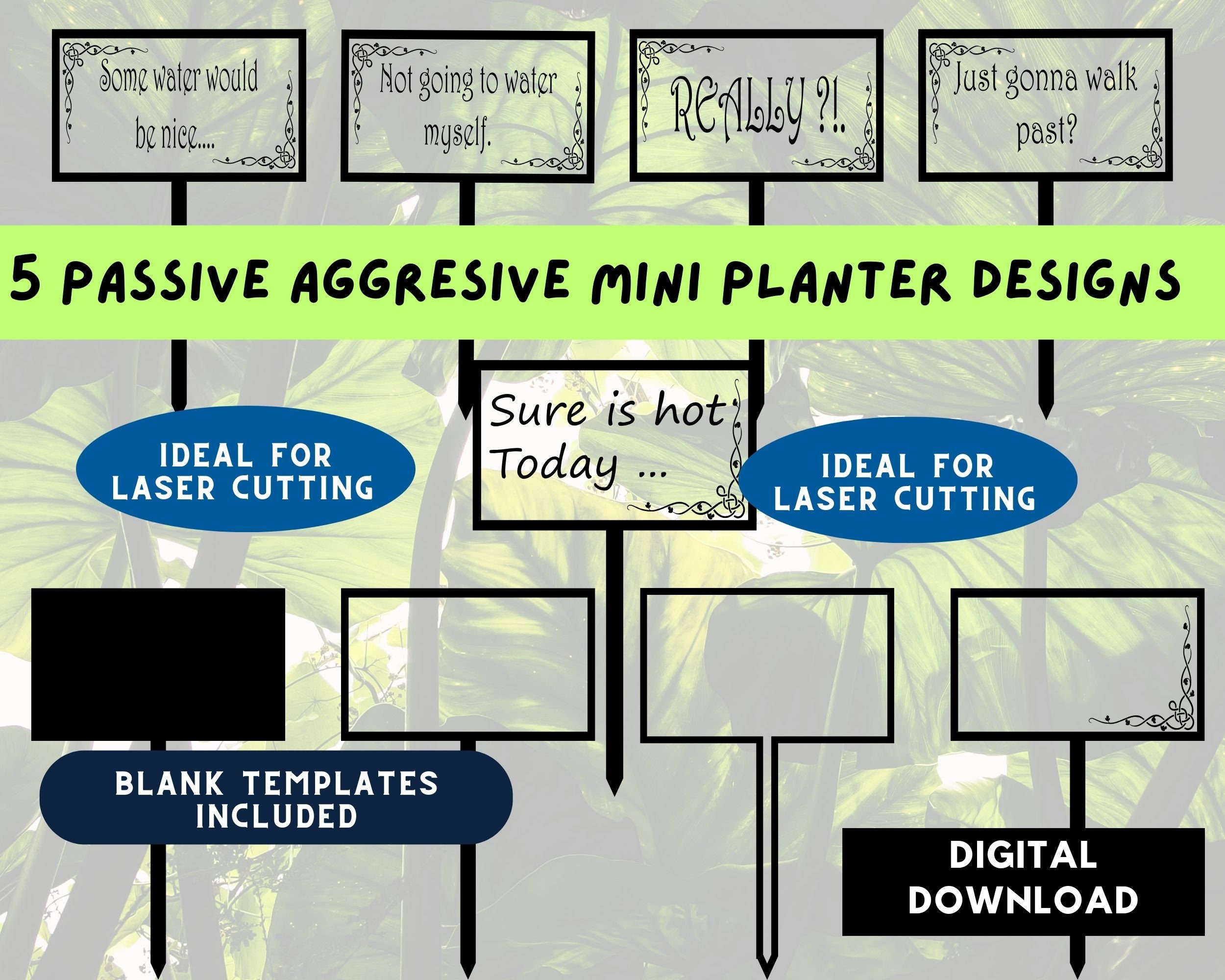 Passive-aggresive Mini Planter Signs Svg, Plant Svg, Plant Sign Svg ...