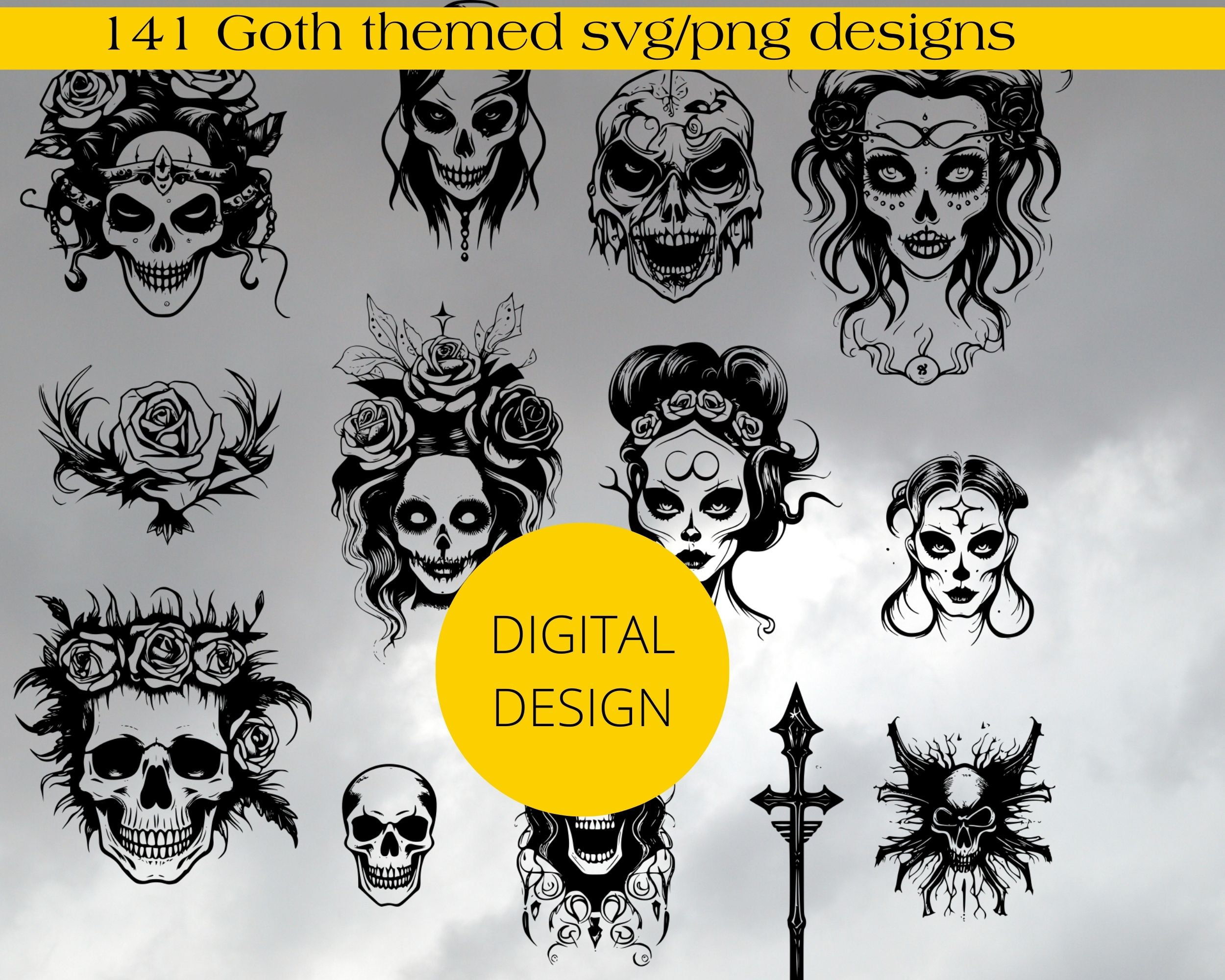 Goth SVG, Gothic Decals, Goth Svg ,skeleton Svg, Romantic Goth, Dark ...