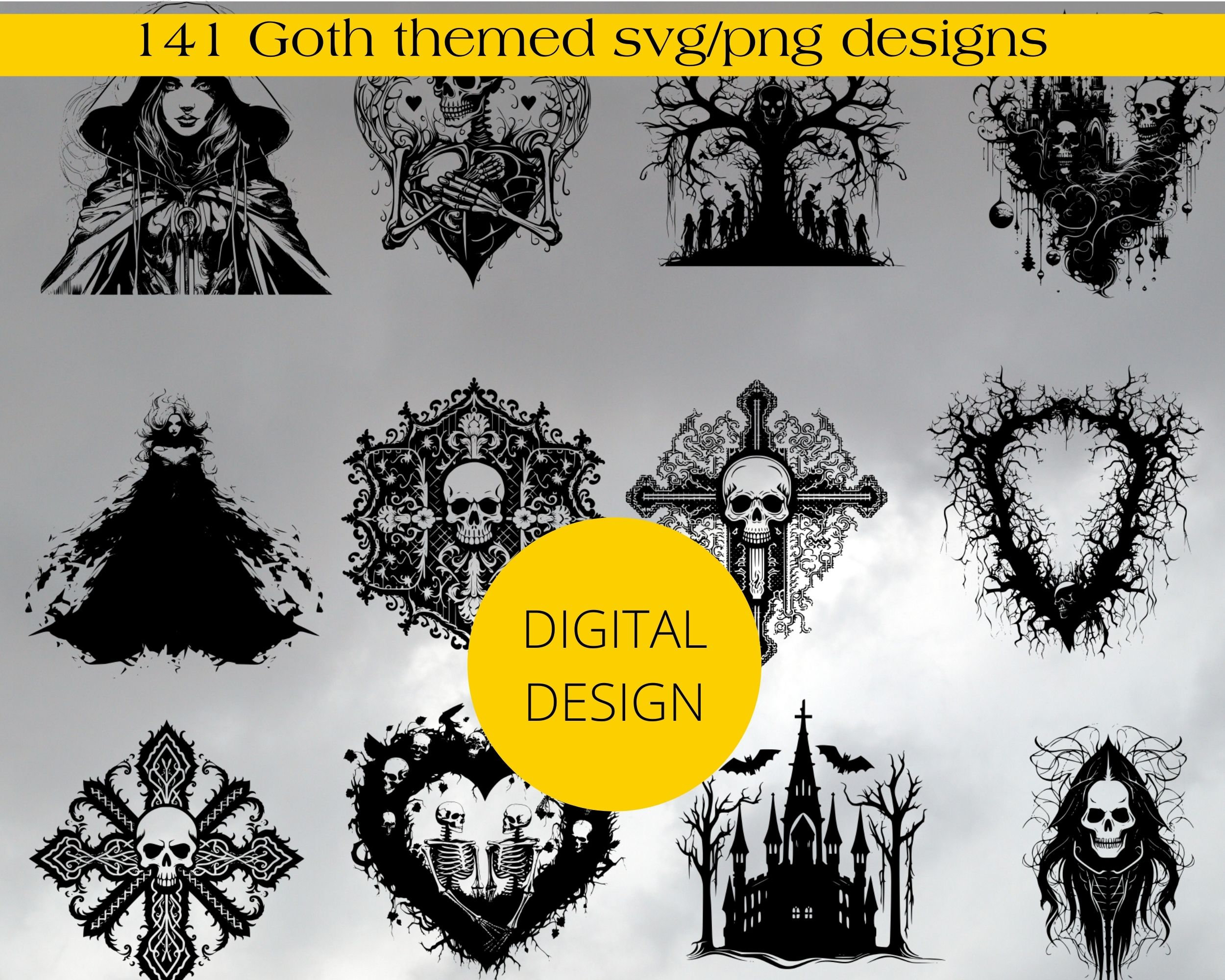 Goth SVG, Gothic Decals, Goth Svg ,skeleton Svg, Romantic Goth, Dark ...