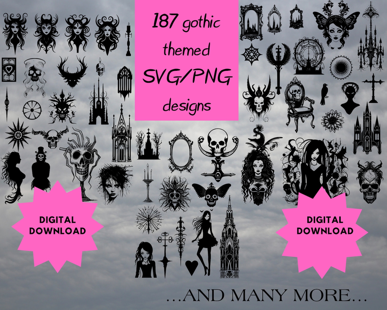 Goth SVG, Gothic Decals, Goth Svg ,skeleton Svg, Romantic Goth, Dark ...