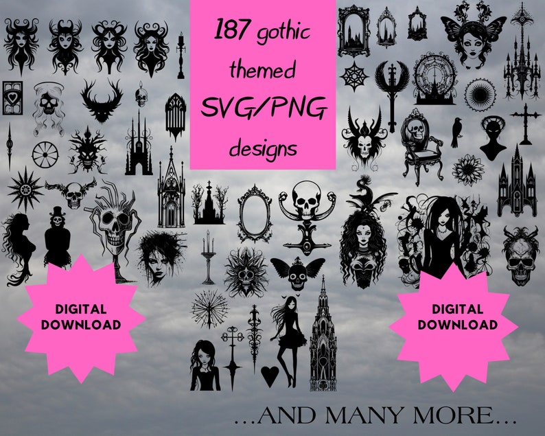 Goth SVG, Gothic Decals, Goth Svg ,skeleton Svg, Romantic Goth, Dark ...