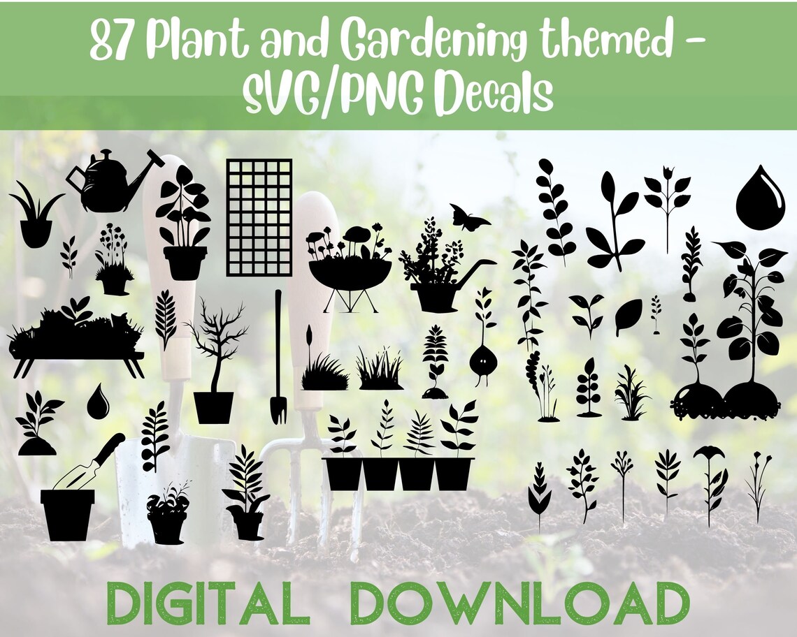 Plant SVG Bundle, Gardening Silhouette, Potted Plant SVG, Houseplant ...