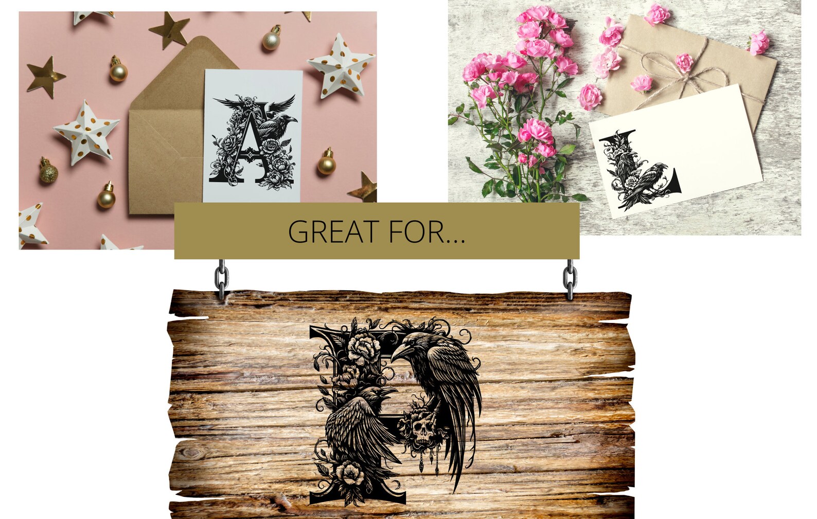 Gothic Raven Font Svg, Raven Svg, Crow Svg, Gothic Font, Raven Font ...