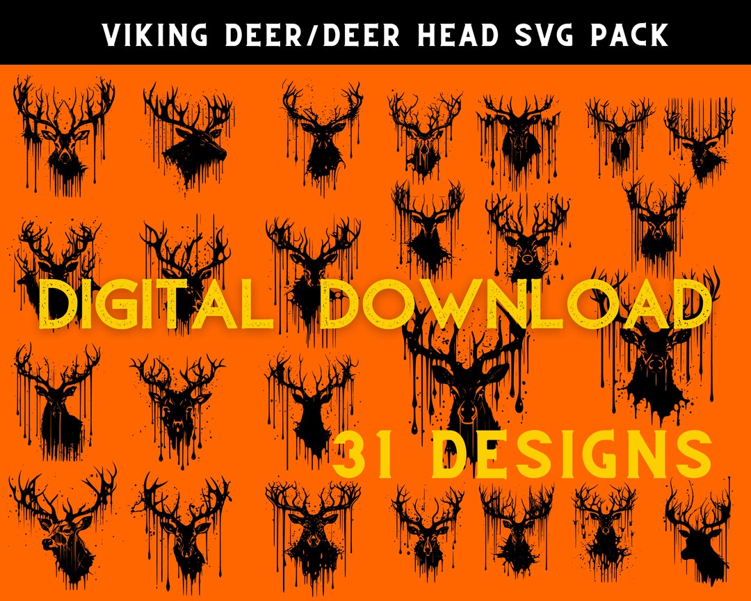 Deer Svg, VIKING Deer Skull SVG, Deer Head Svg, Chaotic Deer Svg, Deer ...