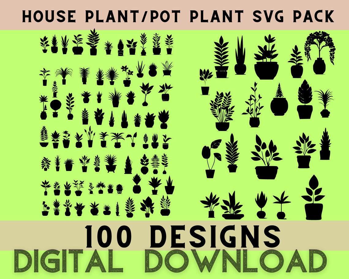 Pot Plant Svg Bundle, House Plant Svg, Flower Pot Svg, Gardening Svg ...