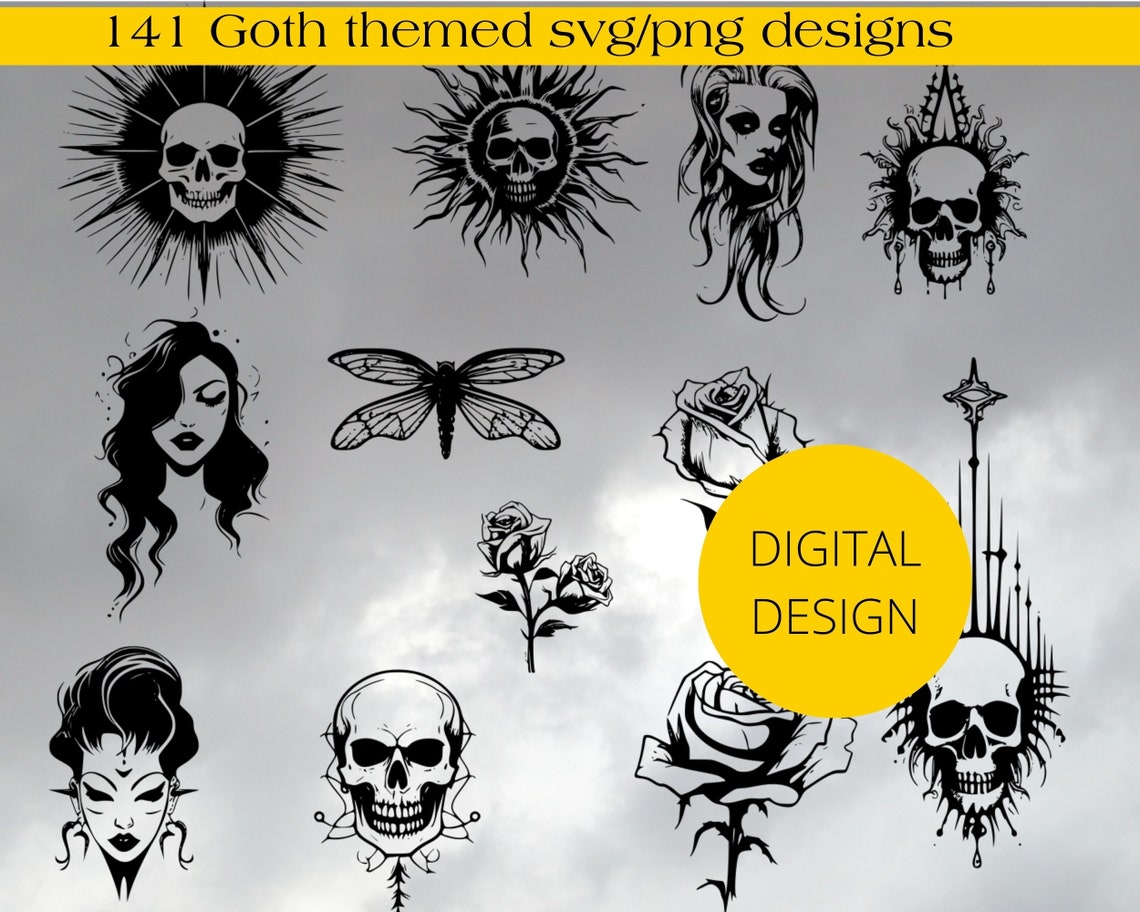 Goth SVG, Gothic Decals, Goth Svg ,skeleton Svg, Romantic Goth, Dark ...