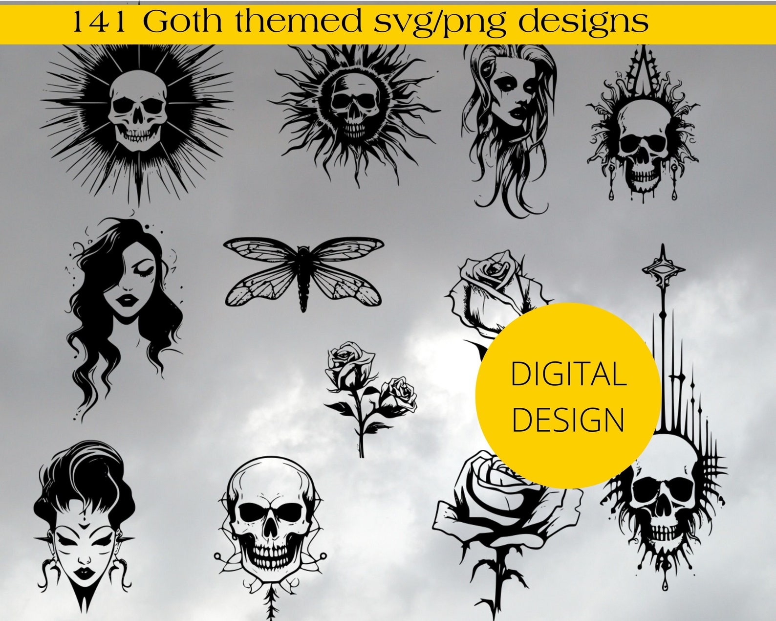 Goth SVG, Gothic Decals, Goth Svg ,skeleton Svg, Romantic Goth, Dark ...