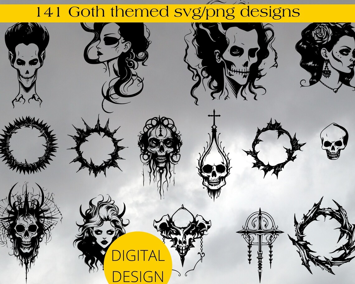 Goth SVG, Gothic Decals, Goth Svg ,skeleton Svg, Romantic Goth, Dark ...