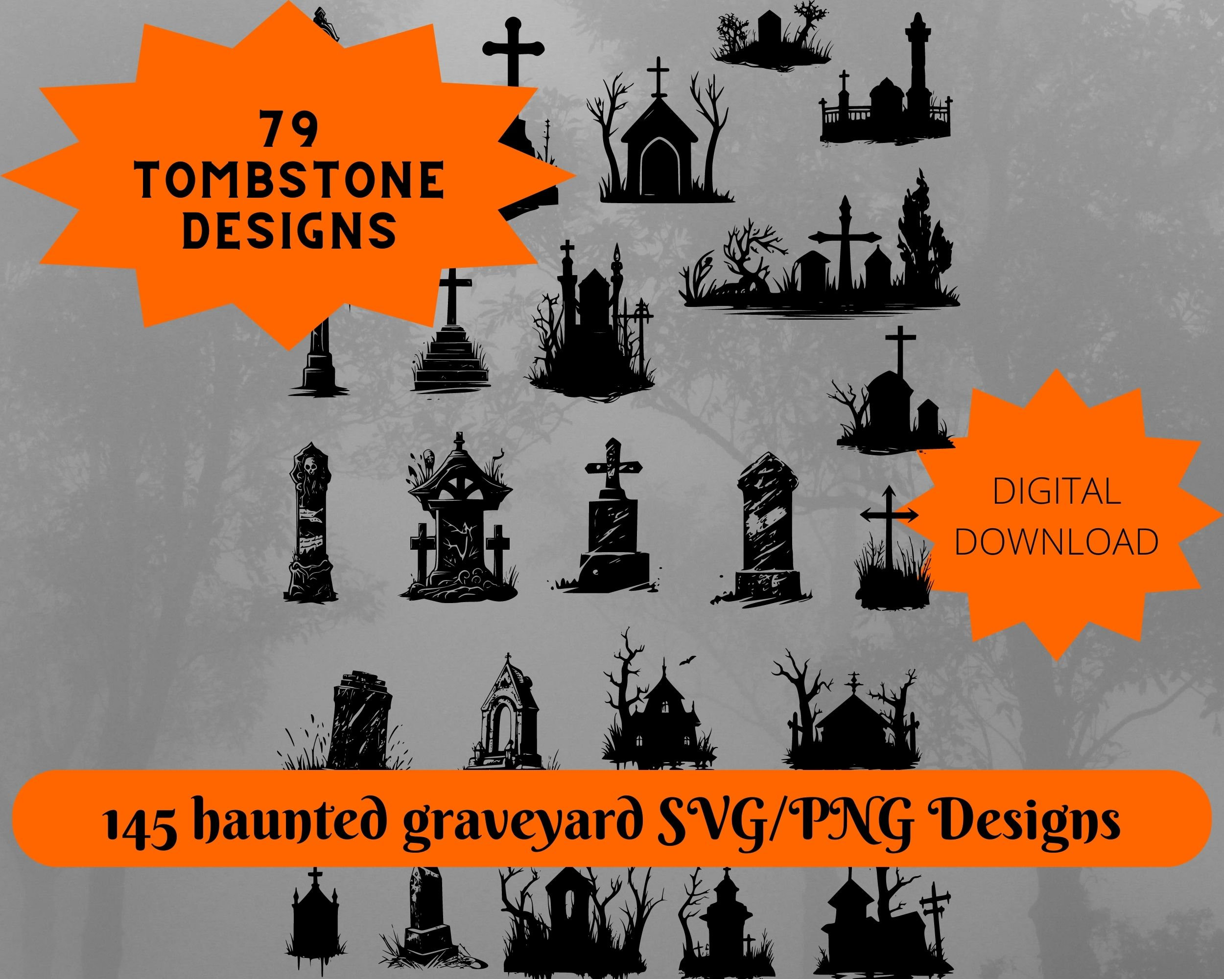 Haunted Graveyard SVG/PNG Bundle. Halloween Svg,haunted Tombstone ...