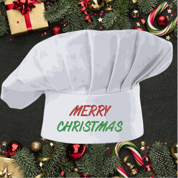Merry Christmas Chef Hat Embroidered, Embroidered Chef Hat, Christmas ...