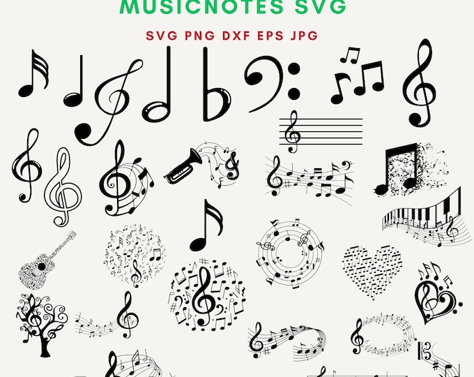 MUSIC NOTES SVG, Music Notes Bundle Svg, Music Notes Clipart,music ...