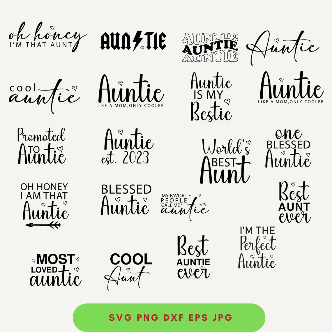 Aunt Svg Bundle,auntie Svg Bundle,aunt Png Bundle,free Commercial Use ...