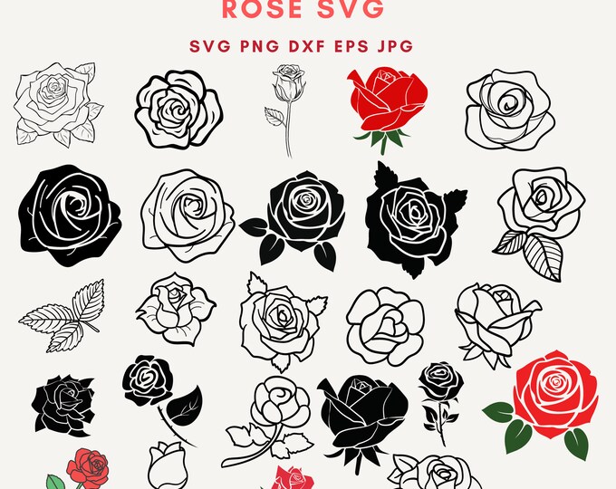 Rose Svg | Flower Svg | Floral Svg | Rose Clipart | Svg Files for ...