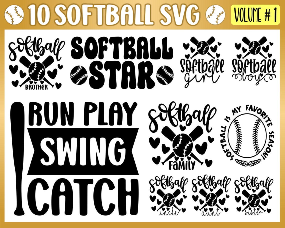 Softball Svg Bundle Softball Svg Softball Png Softball Dxf - Etsy