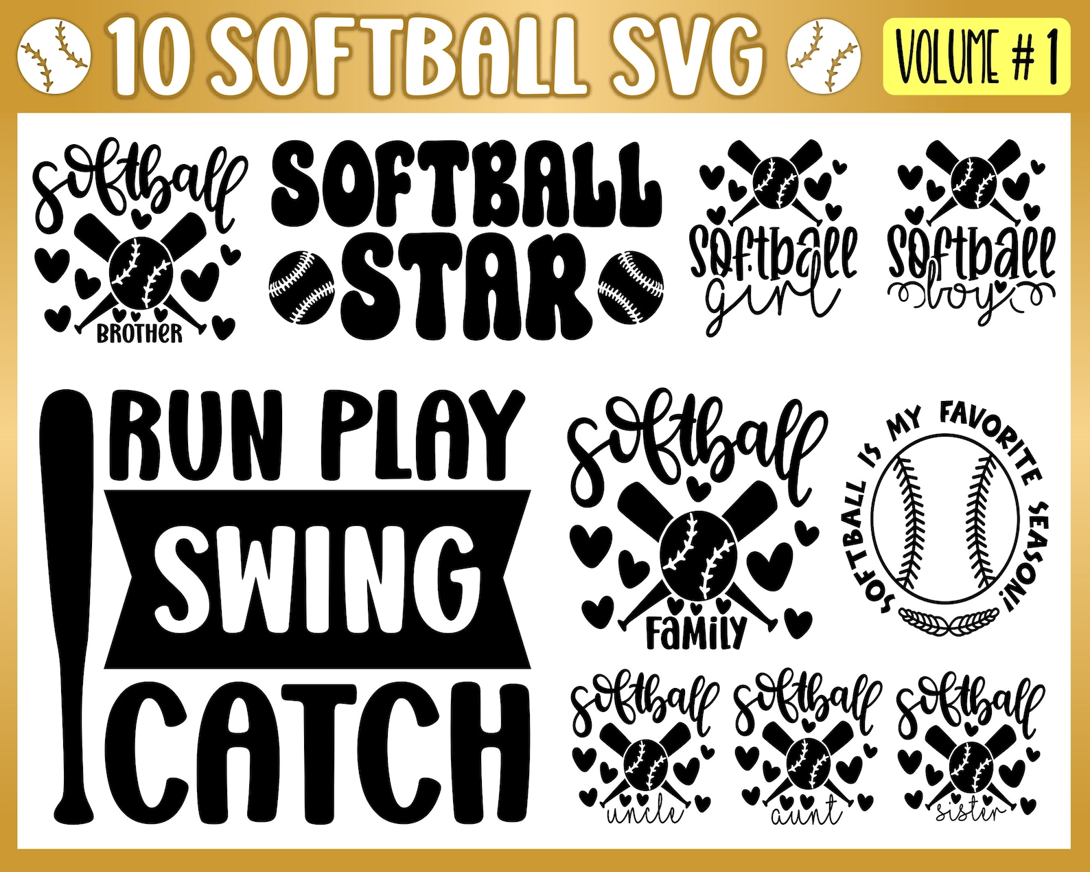 Softball Svg Bundle Softball Svg Softball Png Softball Dxf - Etsy