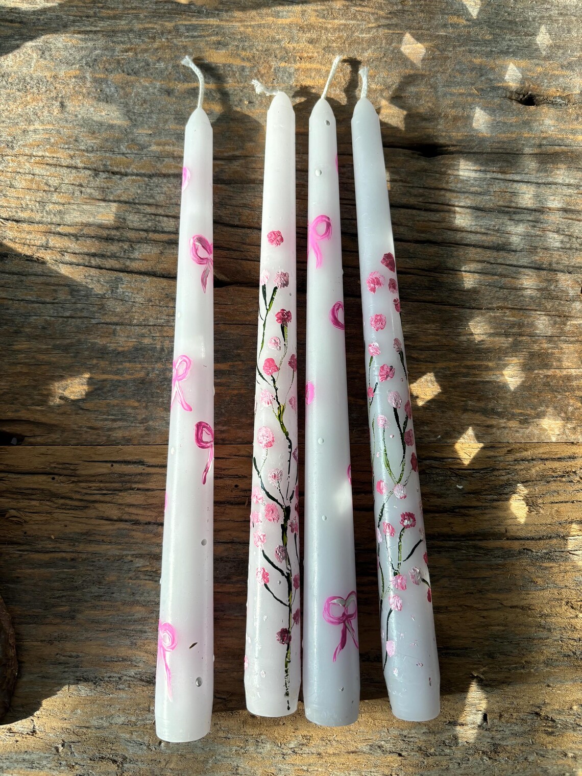 Hanpainted Set of 4 Coquette Candles - Etsy