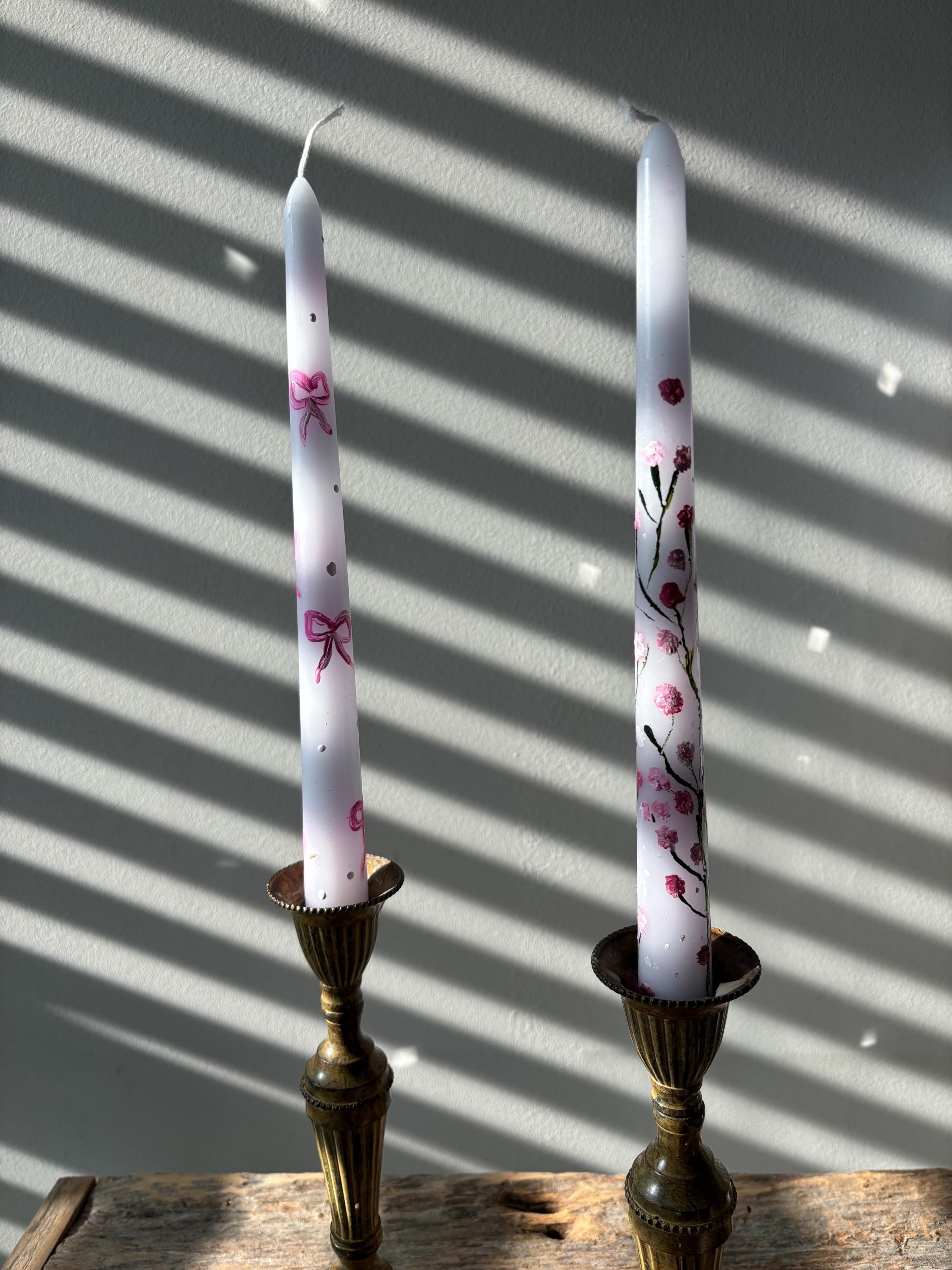 Hanpainted Set of 4 Coquette Candles - Etsy