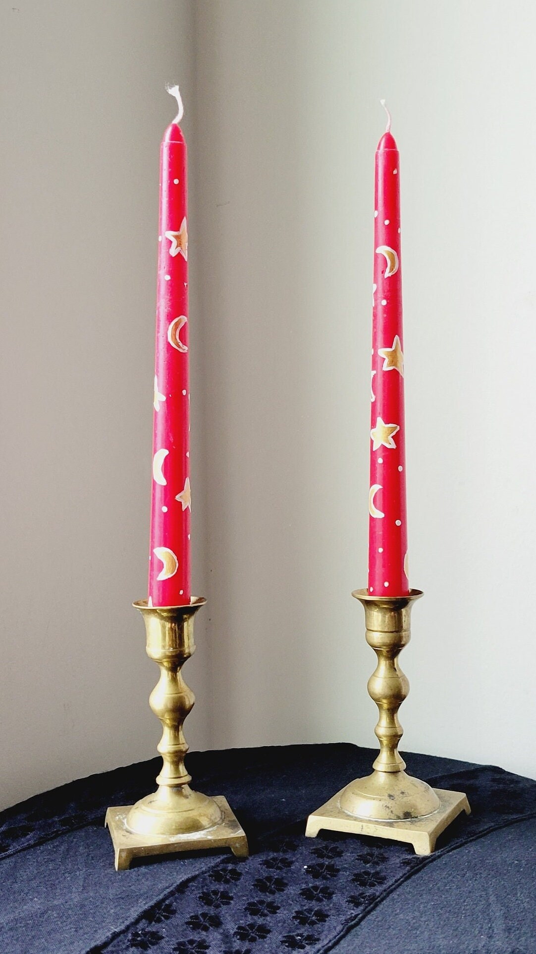 Hand Painted Stars and Moons Mistic Design Candle Light Sticks. - Etsy