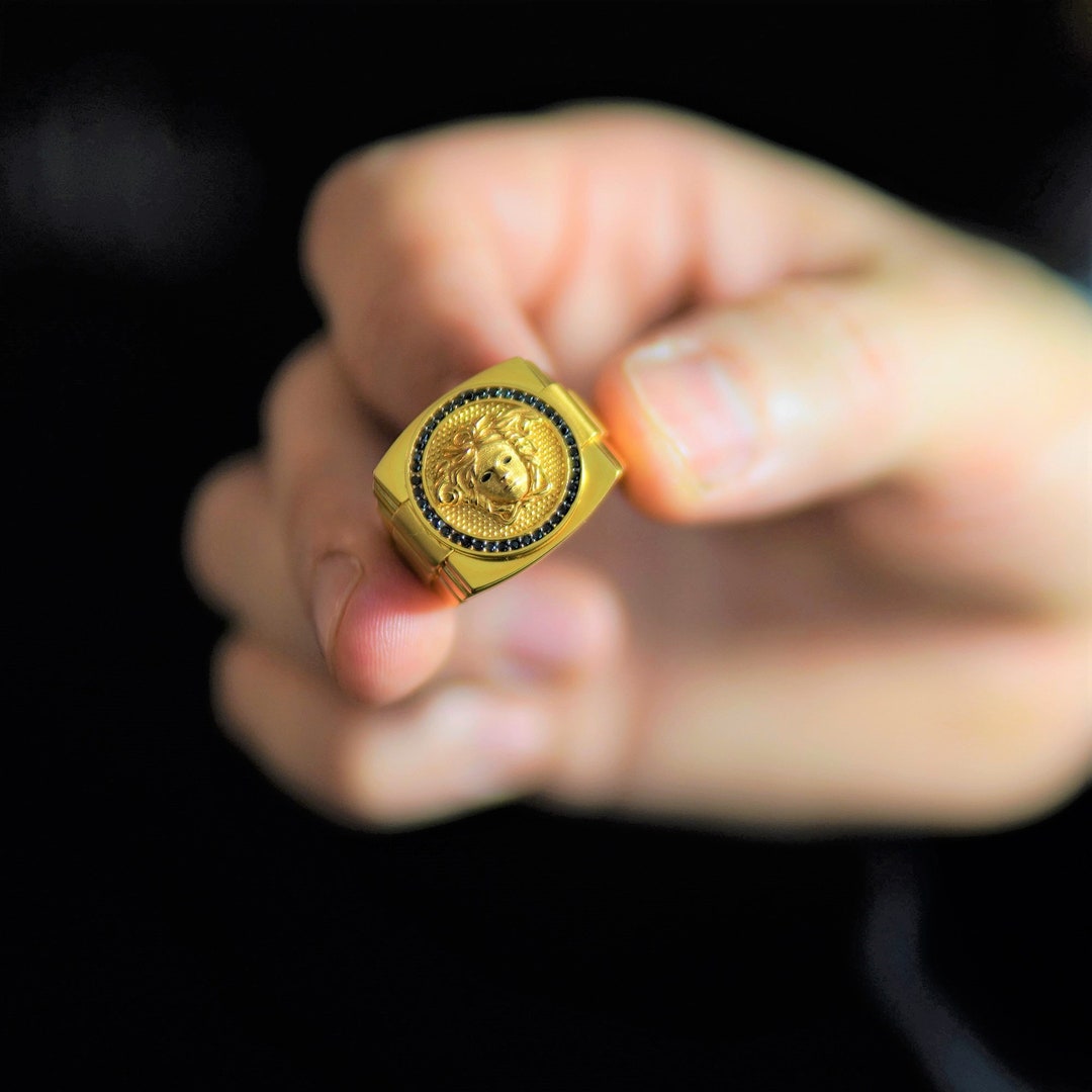 14K Gold Signet Square Ring, Signet Men Jewelry, Square Men Ring, 14K ...