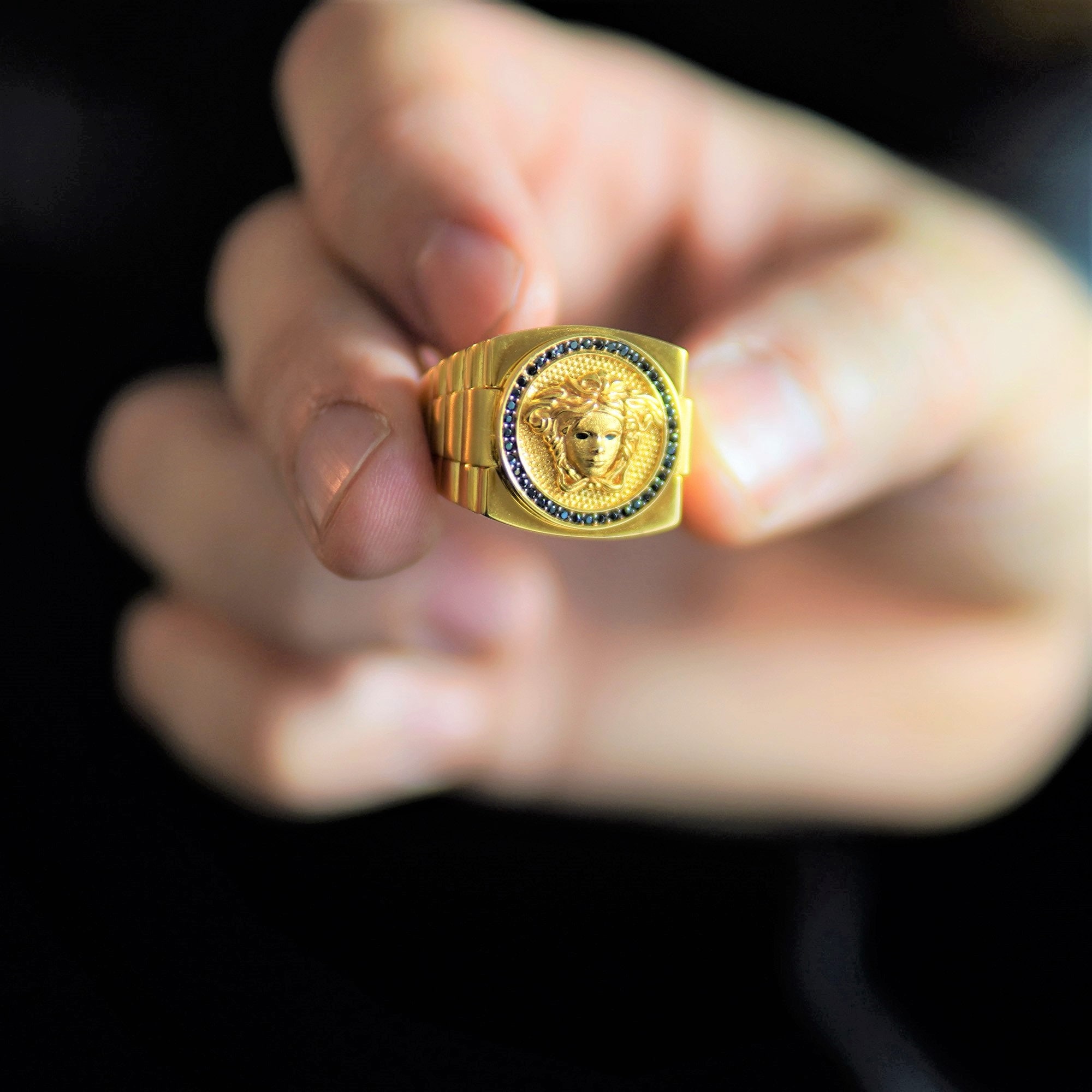 14K Gold Signet Square Ring, Signet Men Jewelry, Square Men Ring, 14K ...