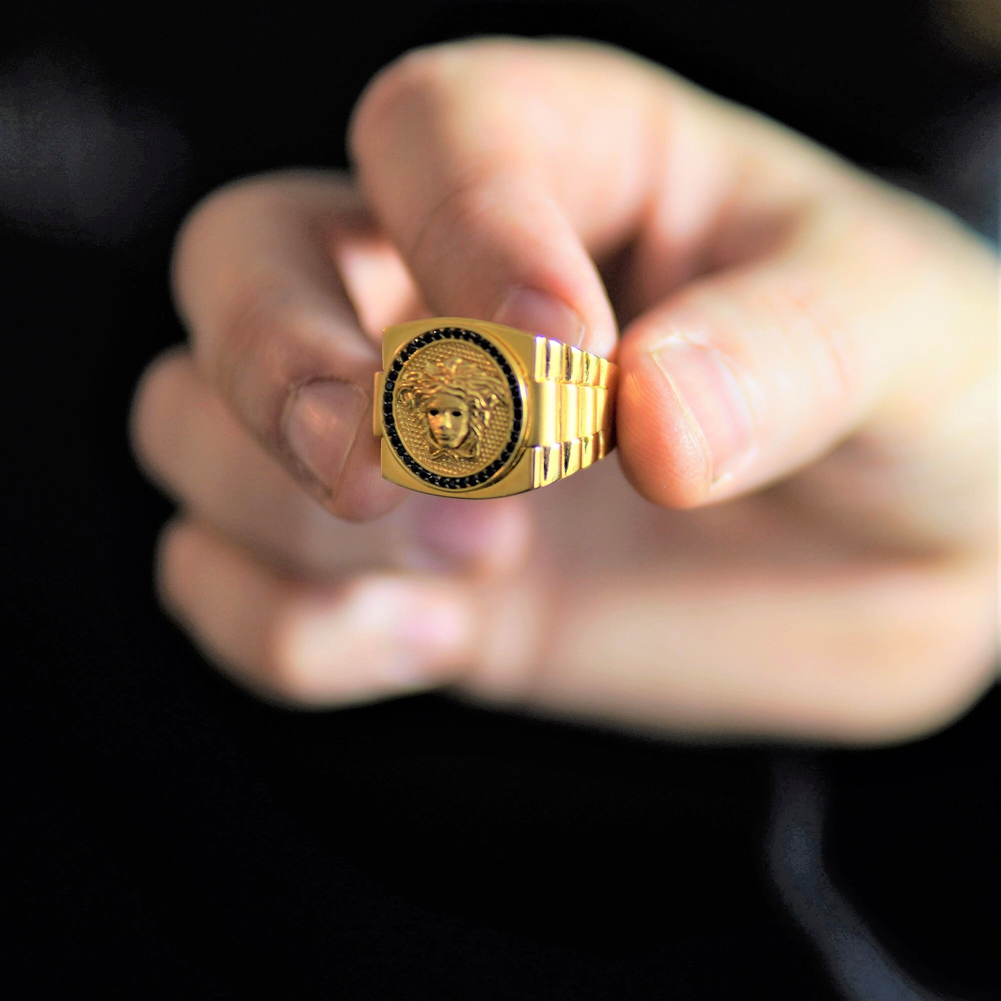 14K Gold Signet Square Ring, Signet Men Jewelry, Square Men Ring, 14K ...